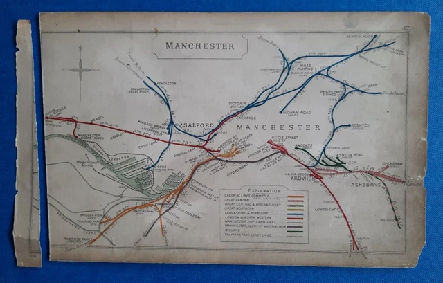 1910 RAILWAY CLEARING HOUSE Junction Diagram No.47. MANCHESTER. £5.99 ...