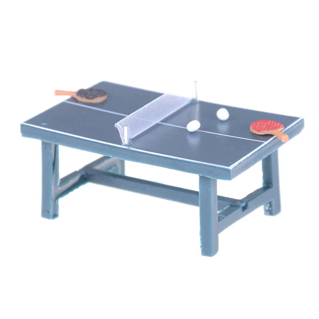 1/12 DOLLHOUSE MINI Ping Pong Table With Balls & Rackets Doll House ...