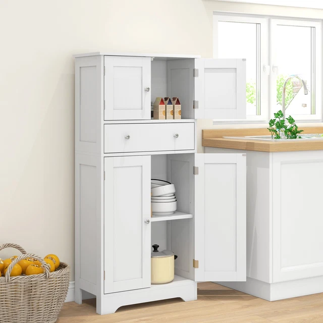 FREESTANDING KITCHEN STORAGE Cabinet with 4 Doors Drawer and Shelves ...