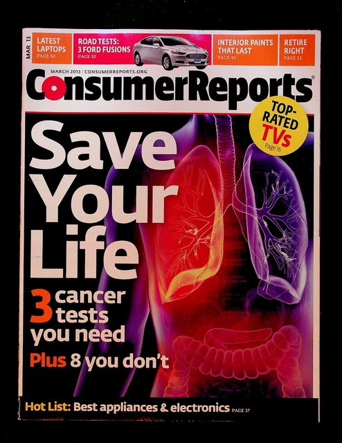 CONSUMER REPORTS MAGAZINE March 2013 Electric Cars Ford Fusion Focus ...