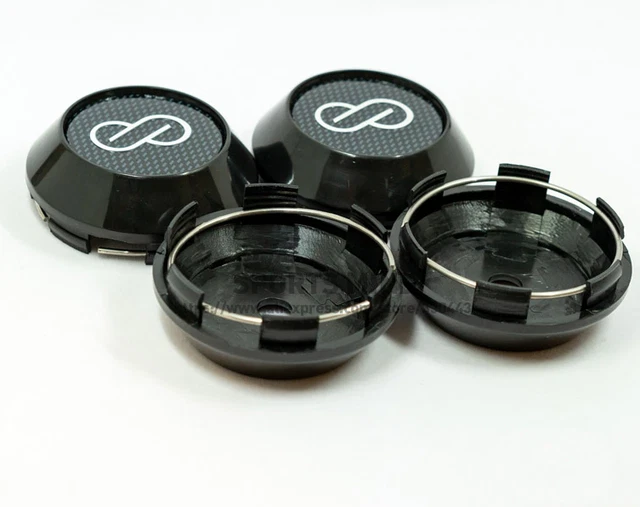 4X68MM ENKEI LOGO Emblems Wheel Center Caps Hubcaps Badges Black Carbon ...