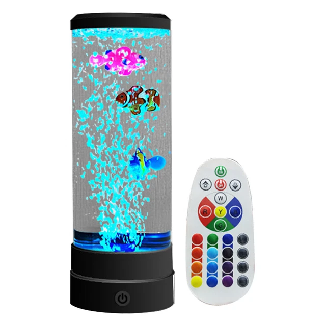 BUBBLE FISH LAMP Battery/USB Powered Fish Tank Light LED Bubble Fish ...