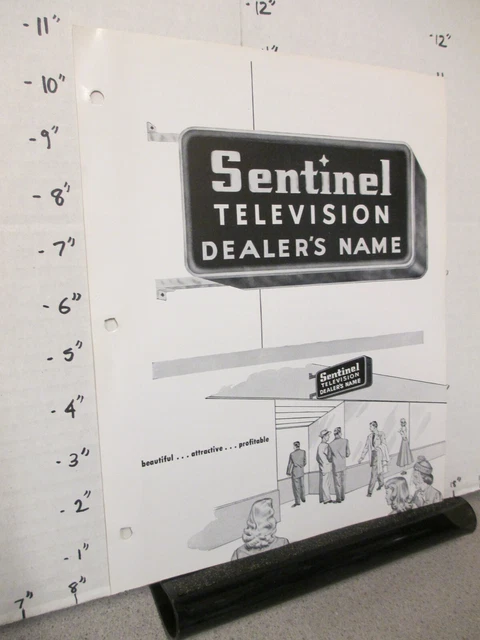 SENTINEL TV RADIO 1954 sales sheet outdoor television dealer lighted ...