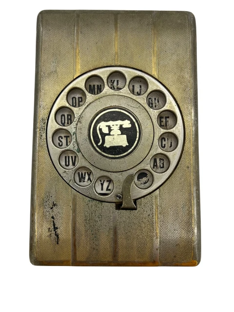 VINTAGE ROTARY DIAL Telephone Index Address Book Gold Toned Plastic ...