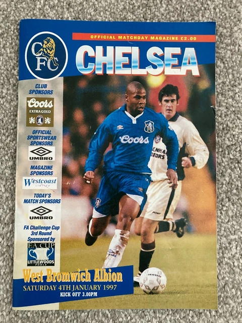 CHELSEA V WEST Bromich Albion Programme 4/1/1997 - FA Cup 3rd Round ...