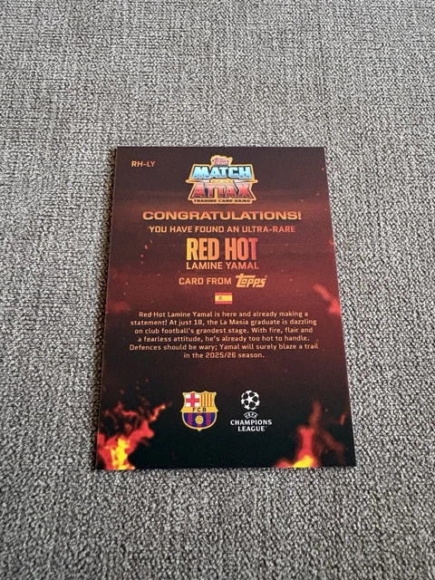TOPPS MATCH ATTAX 2025/2026 Red Hot Lamine Yamal RH-LY Ultra Rara ...