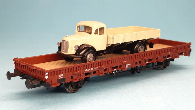 ROCO H0 2ACHSIGER Flachwagen Ep. III DB mit Mercedes LKW EUR 14,50 - PicClick DE