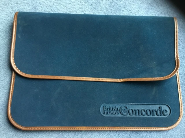 BRITISH AIRWAYS CONCORDE Supersonic Inflight suedette document folder ...