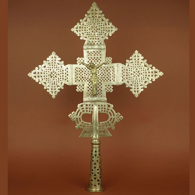 LARGE ETHIOPIAN COPTIC Processional Cross Orthodox Church African ...