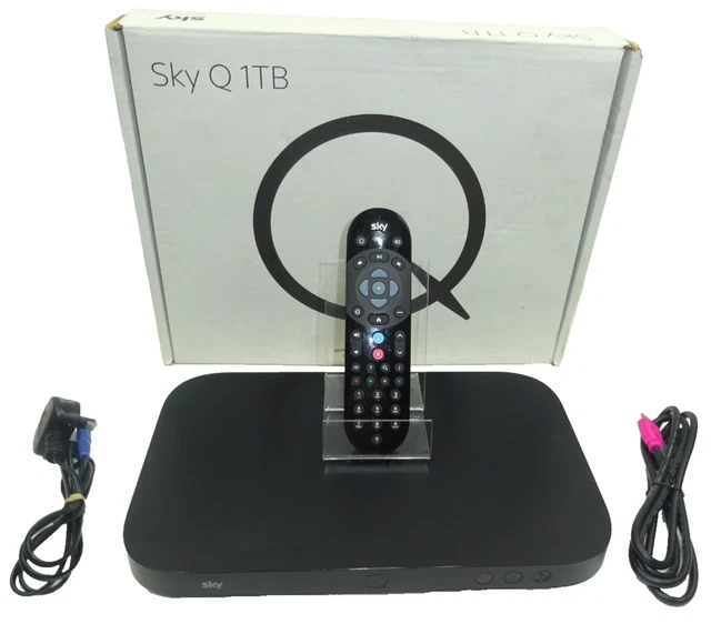SKY Q BOX Model ES130 1 Terrabyte & Remote Control , Mains Cable & HDMI ...