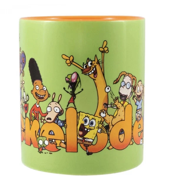NICKELODEON 90'S LOGO and Characters Green Mug Rugrats Hey Arnold Real ...