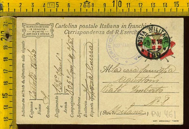 PRIMA GUERRA FRANCHIGIA Posta Militare 122 Fanteria 805° Mitraglieri FIAT pw 461 EUR 5,49 ...
