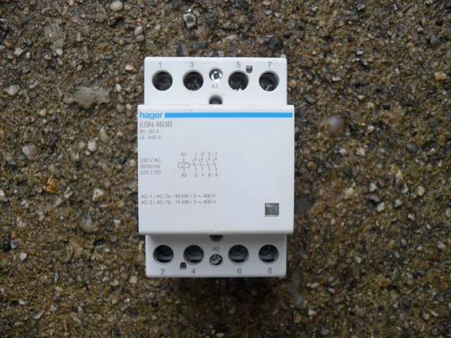 HAGER 63A CONTACTOR, ESN463B, 4 Pole 230V coil. Heating. EUR 35,03 ...