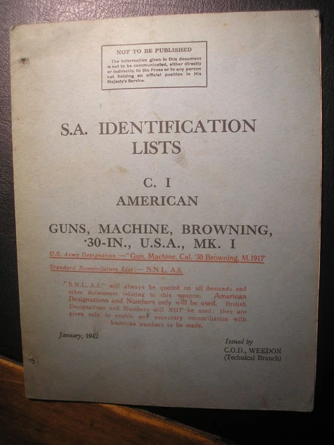 BRITISH ARMY BROWING Machine Gun Manual 1942 Weapon Military History £ ...
