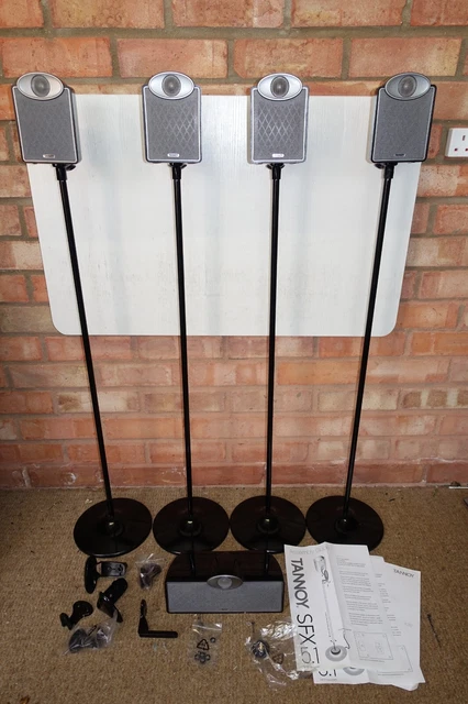 5 X TANNOY SFX Satellite/Surround Speakers + Floor Stands & Wall Mounts ...
