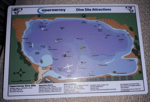 CAPERNWRAY DIVE PLANNER Map with compass bearings made from solid ...