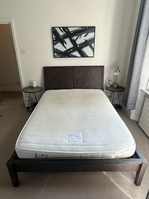 DOUBLE JOHN LEWIS Padma Bed Frame In Brown Grey Wood With Memory Foam ...