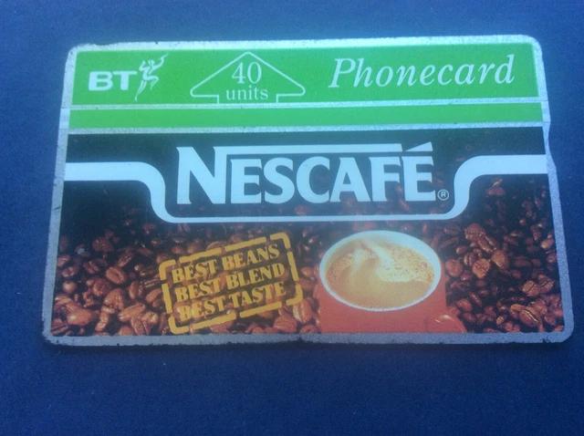 VINTAGE BT PHONECARD Advertising Nescafé Coffee British Telecom Phone ...