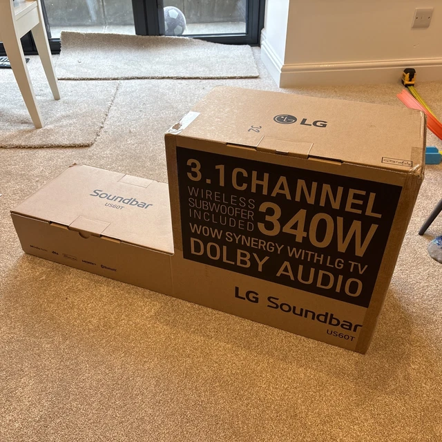 LG US60T SOUNDBAR and Subwoofer for TV with Cinematic Sound 3.1 channel ...