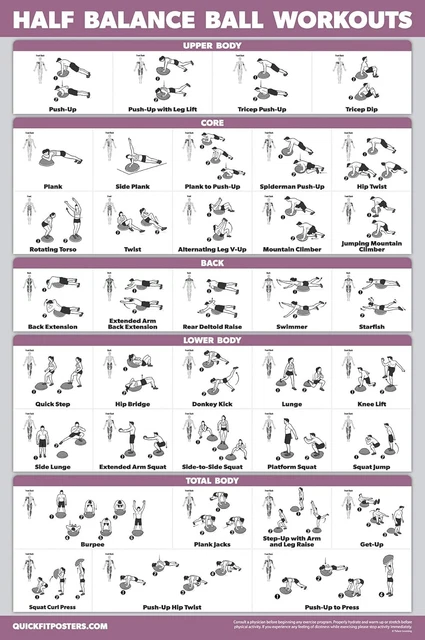 MEZZA PALLA DA Allenamento Poster – Tabella Degli Esercizi (Laminato ...