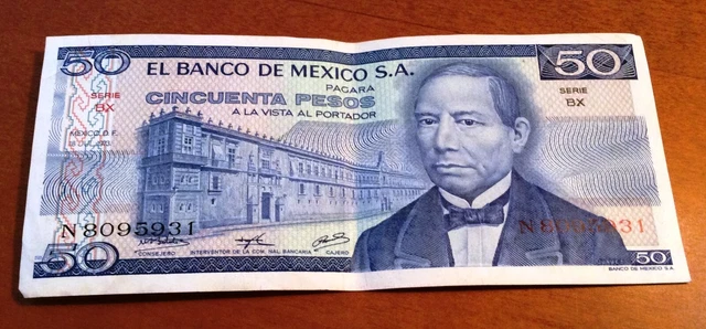 MEXICO 50, 20, 10 PESOS Currency BANKNOTES, 4 Bills in Total $5.00 ...