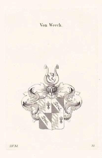 WEECH WAPPEN COAT of armes Kupferstich Genealogie Heraldik heraldry ...