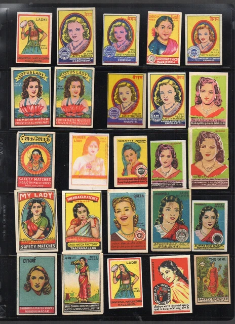 MATCHBOX LABELS EARLY Made in INDIA all Indian women different ...