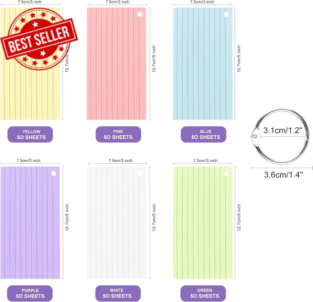 300 INDEX CARDS with Reinforced Kraft Paper Cover - 3X5 Inch Study Cue ...