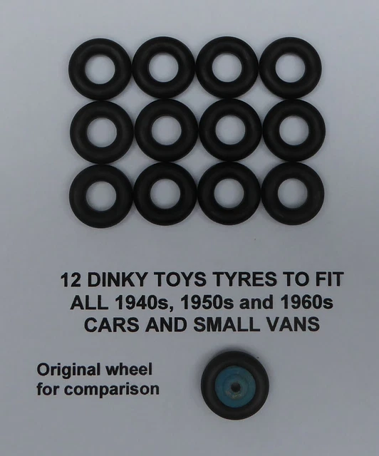 DINKY TOYS REPLICA slick tyres for 1940s/1950s cars and small van 15mm ...