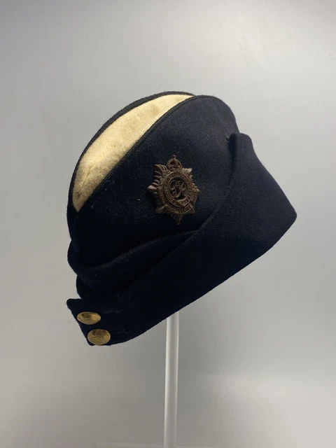 ORIGINAL WW2 BRITISH Royal Army Service Corps Side Cap Navy & White ...