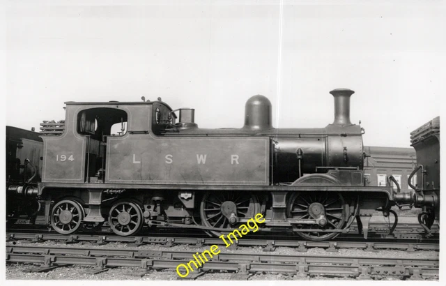 RAILWAY DARKROOM PHOTO SR LSWR Adams O2 0-4-4T No 194 unknown shed ...