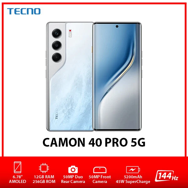 TECNO CAMON 40 Pro 5G Dual SIM Unlocked Android Mobile Phone – White ...