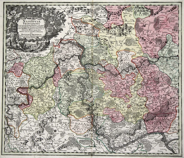 FÜRSTENTUM NASSAU ORIGINAL Kupferstich Landkarte Seutter 1742 EUR 400,00 - PicClick DE