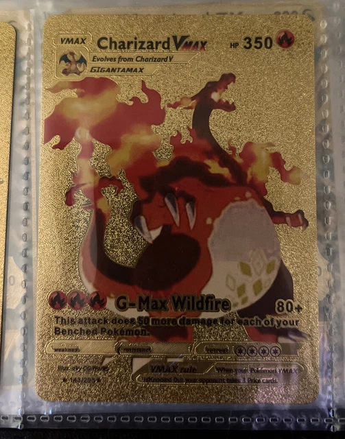 RARE POKEMON CHARIZARD VMAX Gold Foil Fan Art Pokemon Card NM £1.64 - PicClick UK
