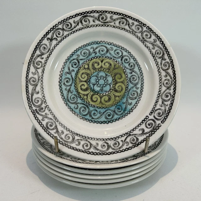 VINTAGE BROADHURST AGINCOURT Rare Blue Colourway 6 Side Plates Kathie ...