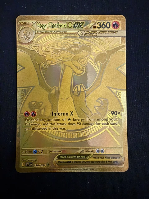 POKÉMON TCG MEGA Charizard X EX Gold 130/094. Phantasmal Flames ...