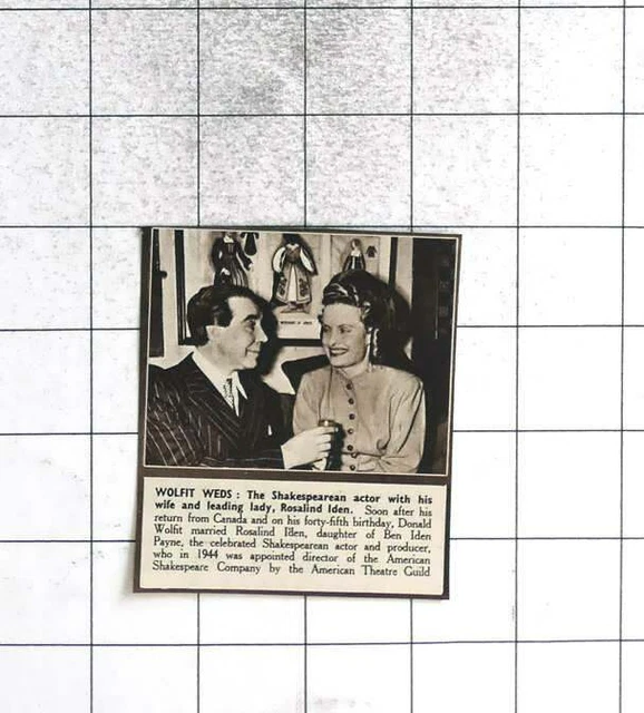 1948 DONALD WOLFIT With His Wife And Leading Lady Rosalind Iden EUR 6 ...