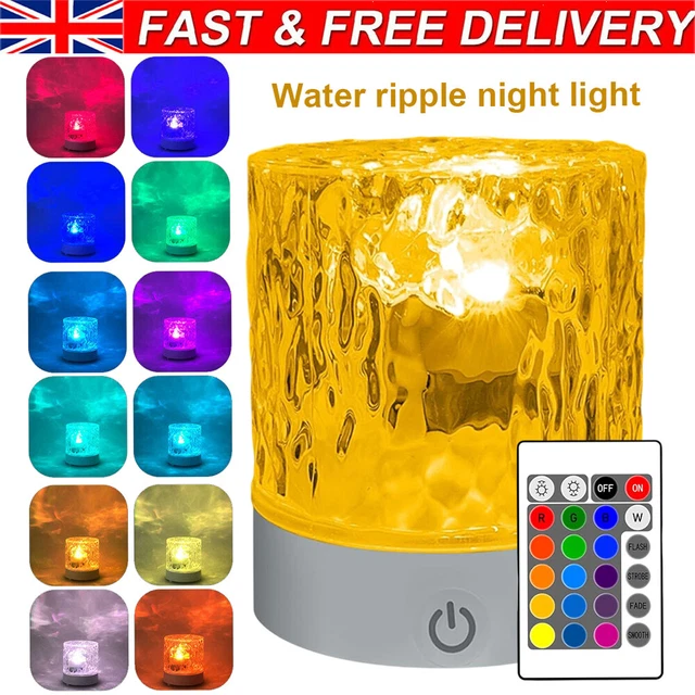 WATER EFFECT LED lamp / nightlight USB connection, remote control 16 ...