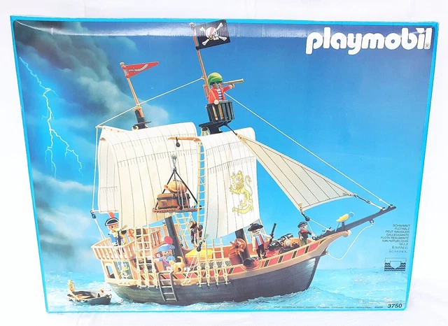 PLAYMOBIL ORIGINAL 1993 PIRATE SHIP Historic Galleon Klicky Set 3750 ...