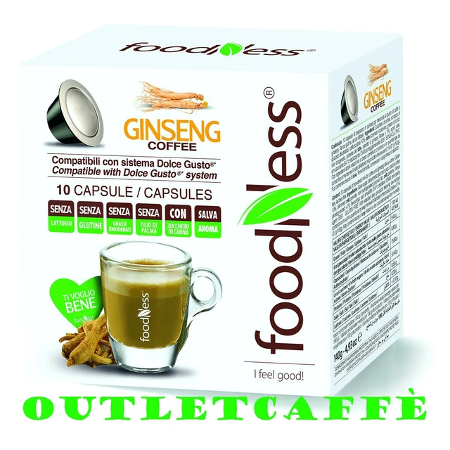 10 CAPSULE CAFFÈ Al GINSENG FoodNess Compatibili Dolce Gusto Senza ...