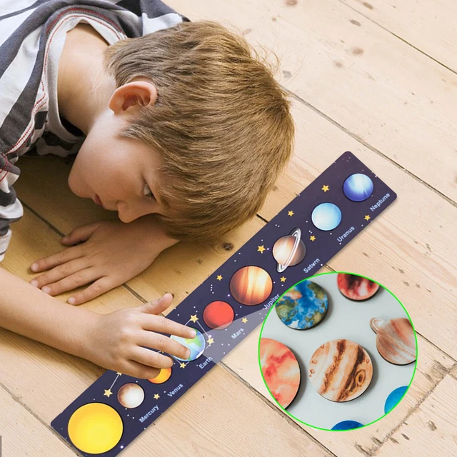 SOLAR SYSTEM PUZZLES - Planets Space Set Wooden Puzzle Toys (Dark ...