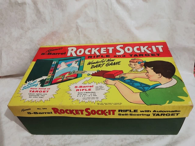 JEUX JOUET ANCIEN vintage Rocket Sock-It Kenner 1955 rifle and target ...