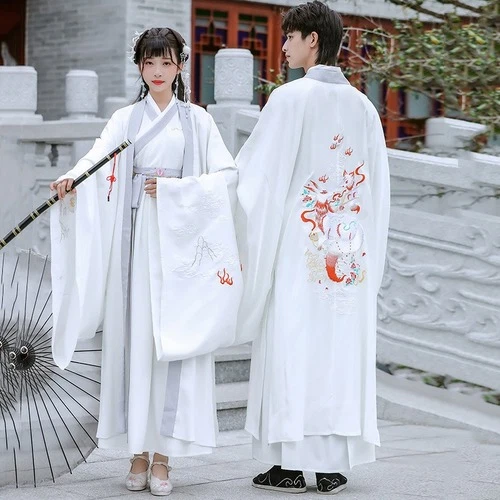 ORIGINAL WHITE HANFU Woman Men Ancient Chinese Traditional Dress Wei ...