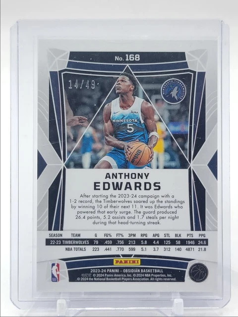 ANTHONY EDWARDS 2023-24 Lupi Di Legno Incisione Viola Ossidiana/49 ...