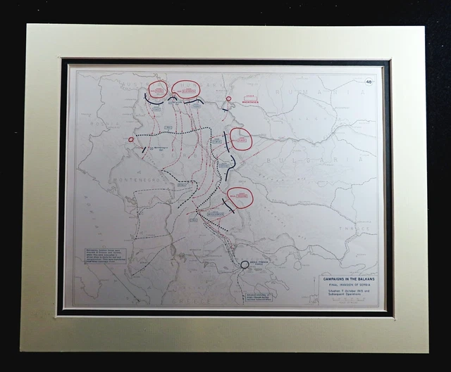 WW1 MILITARY MAP Balkans Campaign Final Invasion of Serbia Axis Forces ...