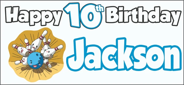 TEN PIN BOWLING 10th Birthday Banner x2 Party Decorations Personalised ...
