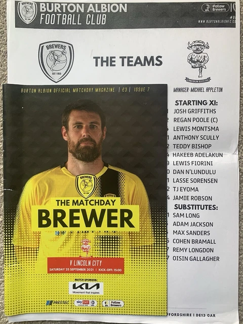 BURTON ALBION FC 2021 2022 HOME FOOTBALL PROGRAMME COLLECTION ...