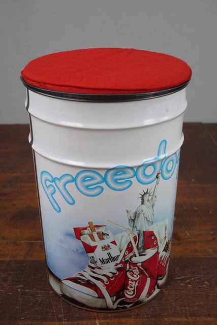 80ER HOCKER TONNE Wäschekorb Sitztonne Sitzhocker Coca Cola Vintage ...