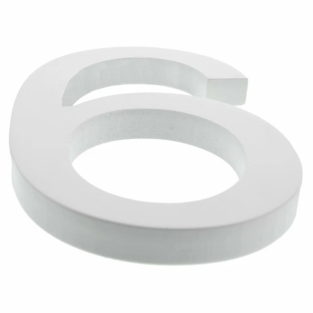 ARIAL FONT WHITE Painted MDF Wood Number 6 (Six) 6 Inches $3.58 - PicClick