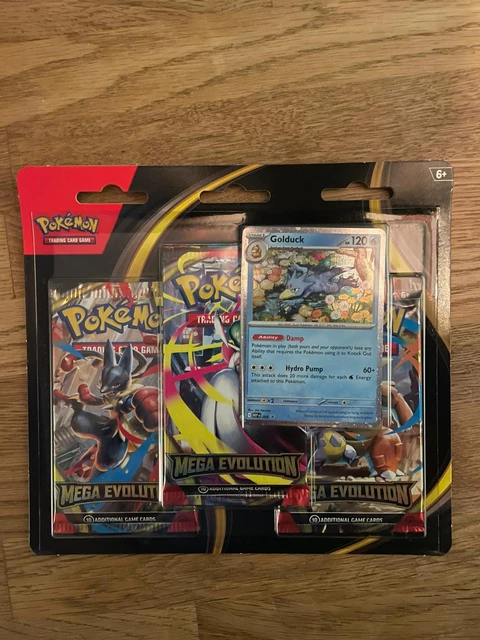 POKÉMON TCG - Mega Evolution Triple Blister Pack - Golduck (Brandneu ...